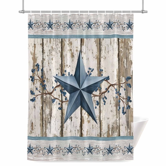 Blue Texas Star Shower Curtains for Bathroom, Vintage Farmhouse Blue ...