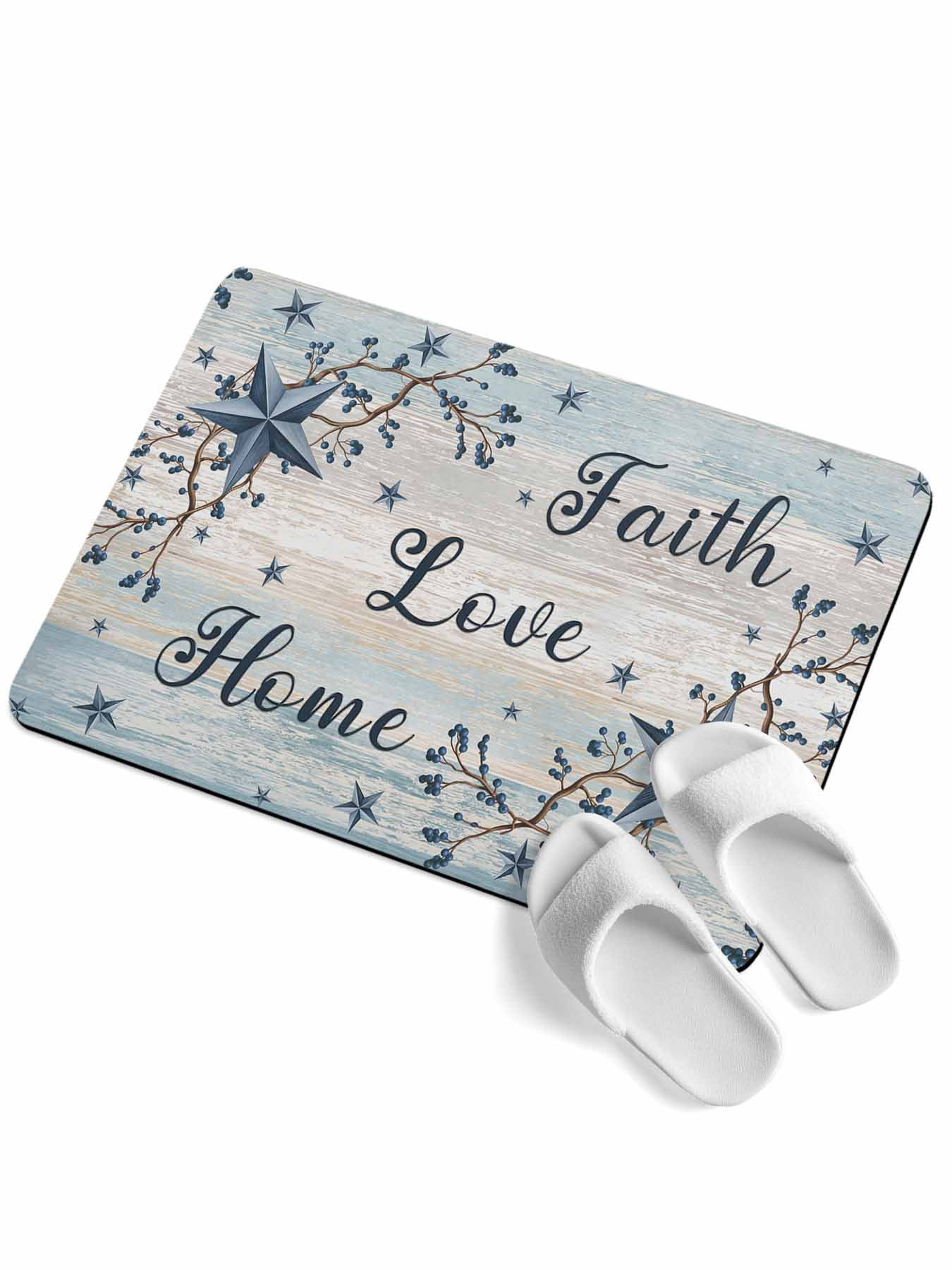 Blue Texas Star Soft Diatomaceous Earth Mat, Vintage Berry Faith Love ...