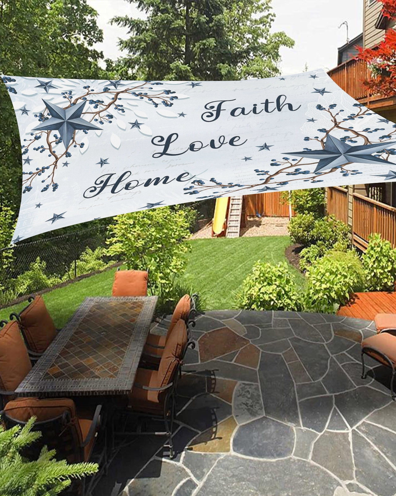 Blue Texas Star Sun Shade Sail 12'X16' Vintage Berry Faith Love Home ...