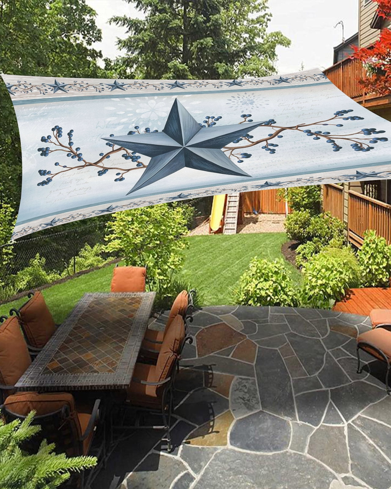 Blue Texas Star Sun Shade Sail 6.5'X10' Vintage Star Berry Blue ...