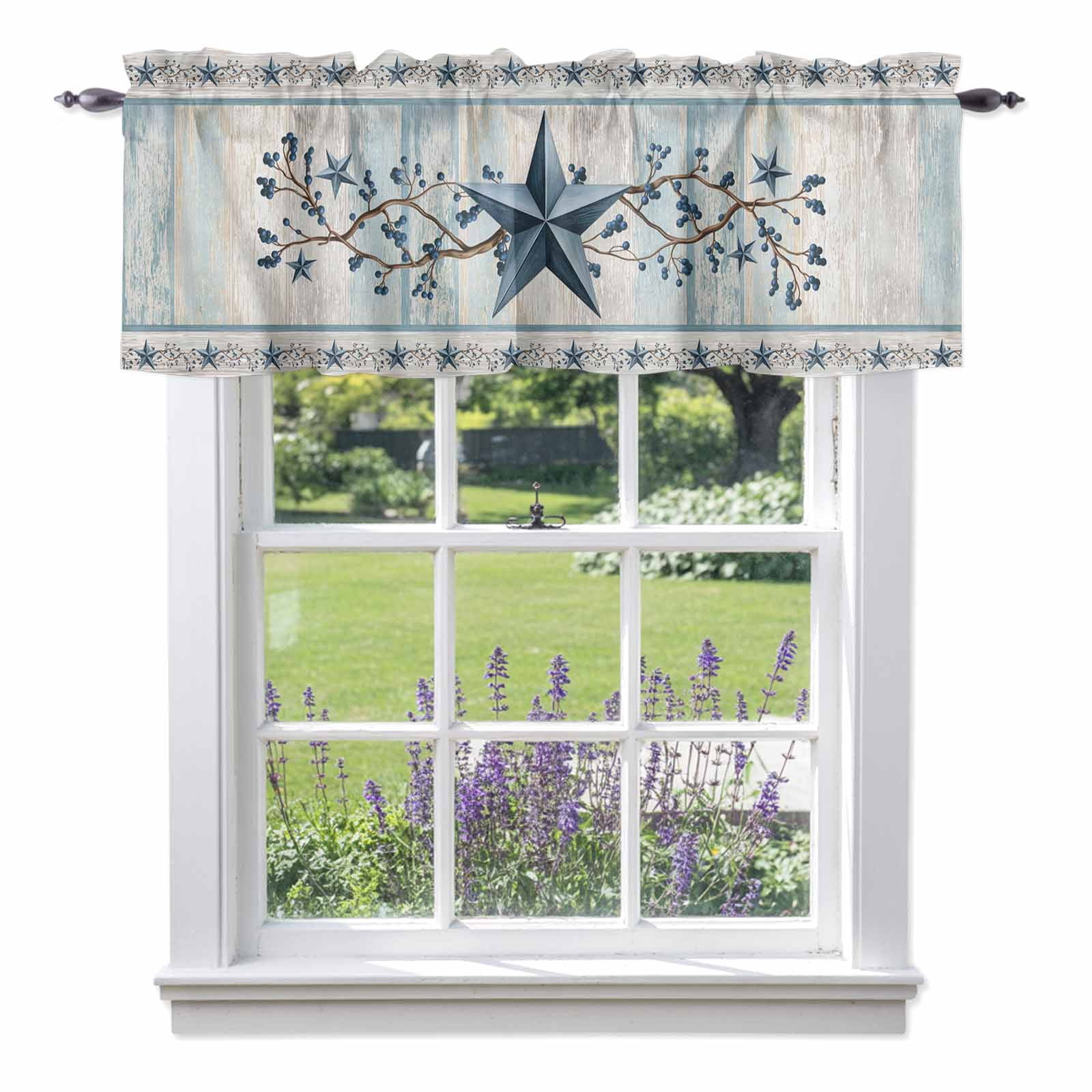 Blue Texas Star Valance Curtain for Windows Vintage Star Berry Blue ...