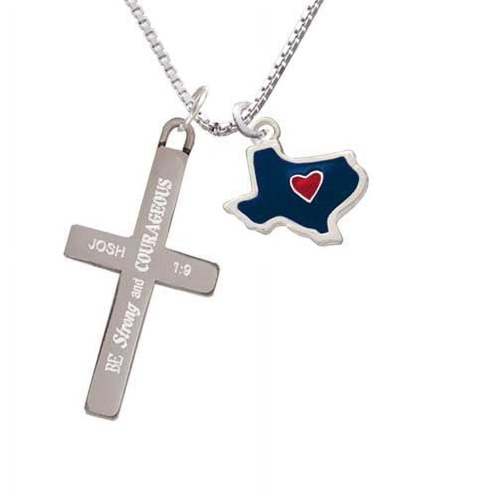 Blue Texas with Red Heart - Strong and Courageous - Cross Necklace ...