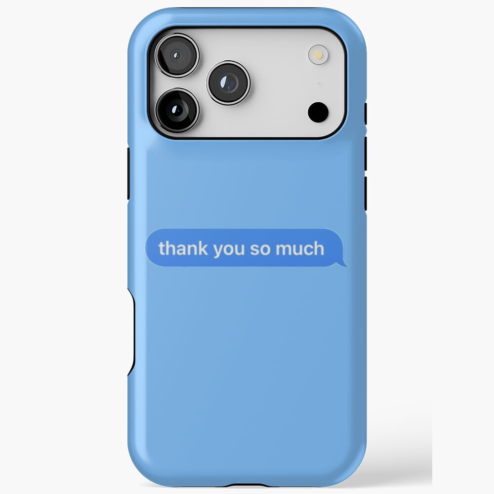 Blue Text Thank You Protective Case for iPhone 11 12 13 14 15 16 17 Pro ...
