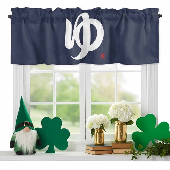 Blue Text Valances for Windows, Vintage Abstract Japanese-Style Yamato ...