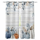 Blue Thanksgiving Fall Blackout Curtains 45 Inches Long, Blue Pumpkin ...