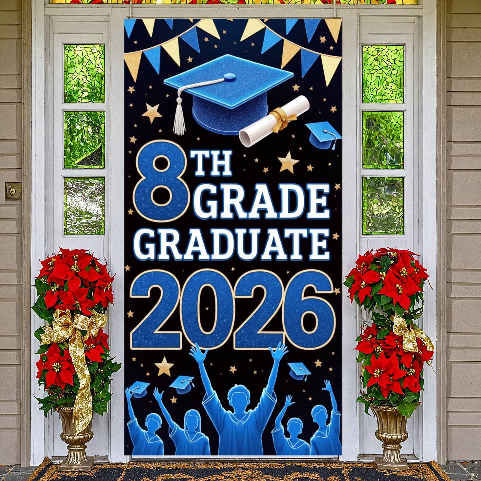 Blue Theme 8th Grade Graduation Banner Sparkling Design 2026 Graduate ...