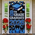 Blue Theme 8th Grade Graduation Banner Sparkling Design 2026 Graduate Display Graduation Cap ...
