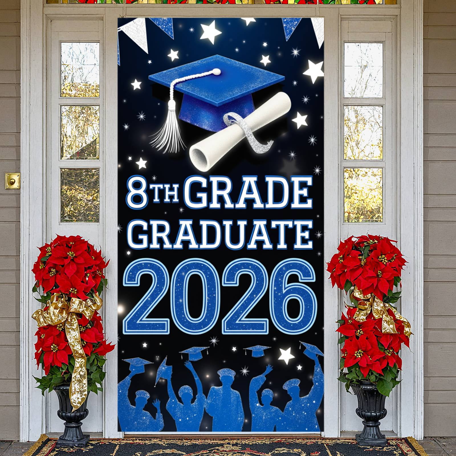 Blue Theme 8th Grade Graduation Banner Sparkling Design 2026 Graduate ...