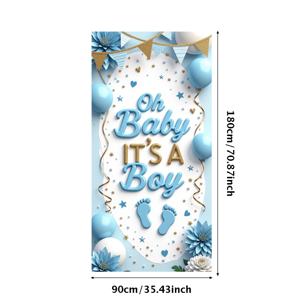 Blue Theme Baby Shower Banner Boy Announcement Decorative Banner Gender ...