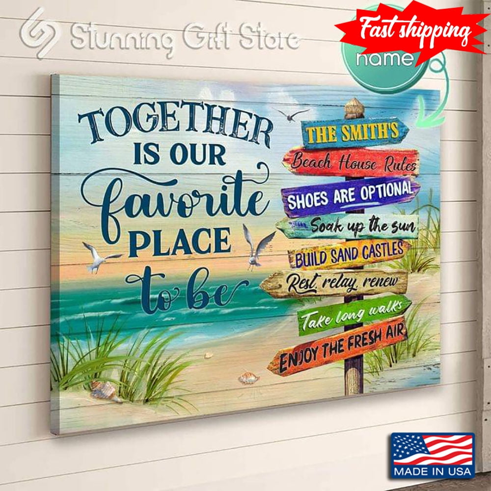 Blue Theme Customized Name Beach View Together Is Our Favorite Place To ...