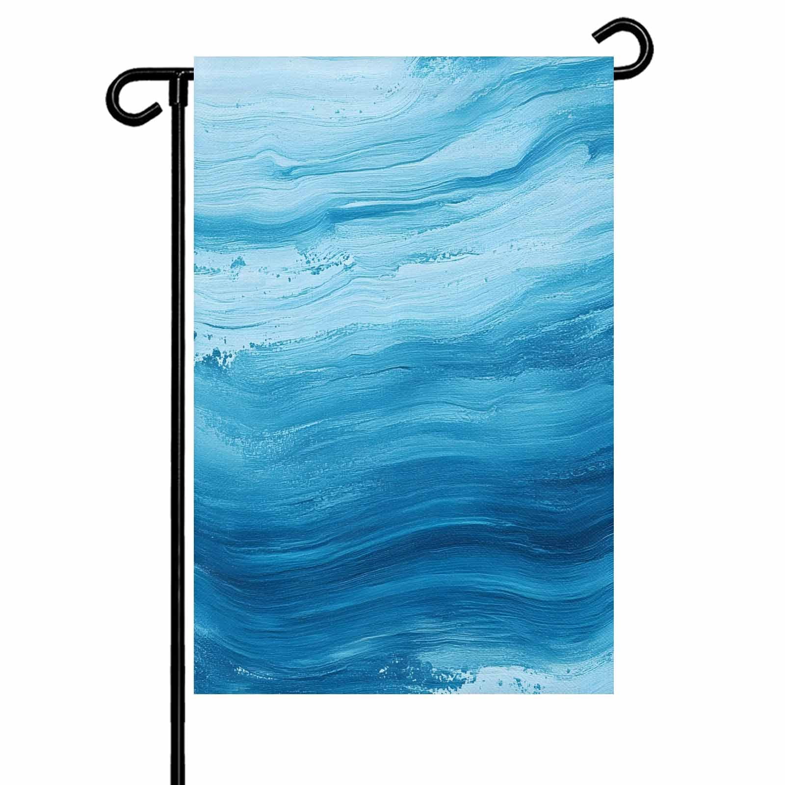 Blue Theme Garden Flag 28x40 Inch Ocean Waves Abstract Gradient ...