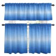Blue Theme Kitchen Curtains Set for Windows, Gradient Grid Texture ...