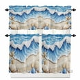 Blue Theme Kitchen Curtains Valance and Tier Set Beach Ocean Wave ...
