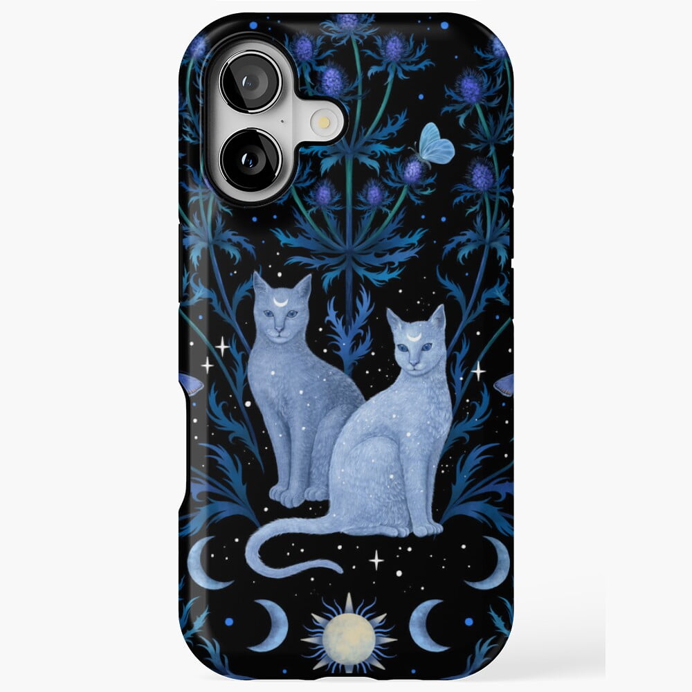 Blue Thistle and Cat Whimsical Art Compatible Phone Case for iPhone 11 ...
