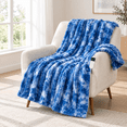 Blue Throw 50''x60'' Electric Heated Blanket with Sherpa Faux Fabric ...