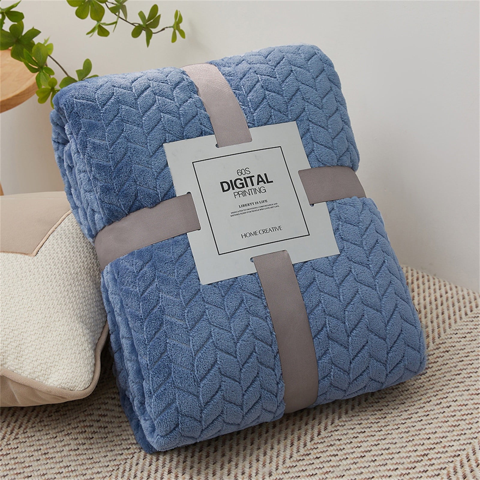 Blue Throw Blanket 39"×28" inches Gifts for Mom Fuzzy 3D Jacquard ...