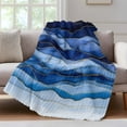 Blue Throw Blanket for Couch Gradient Ripple Abstract Soft and Warm ...