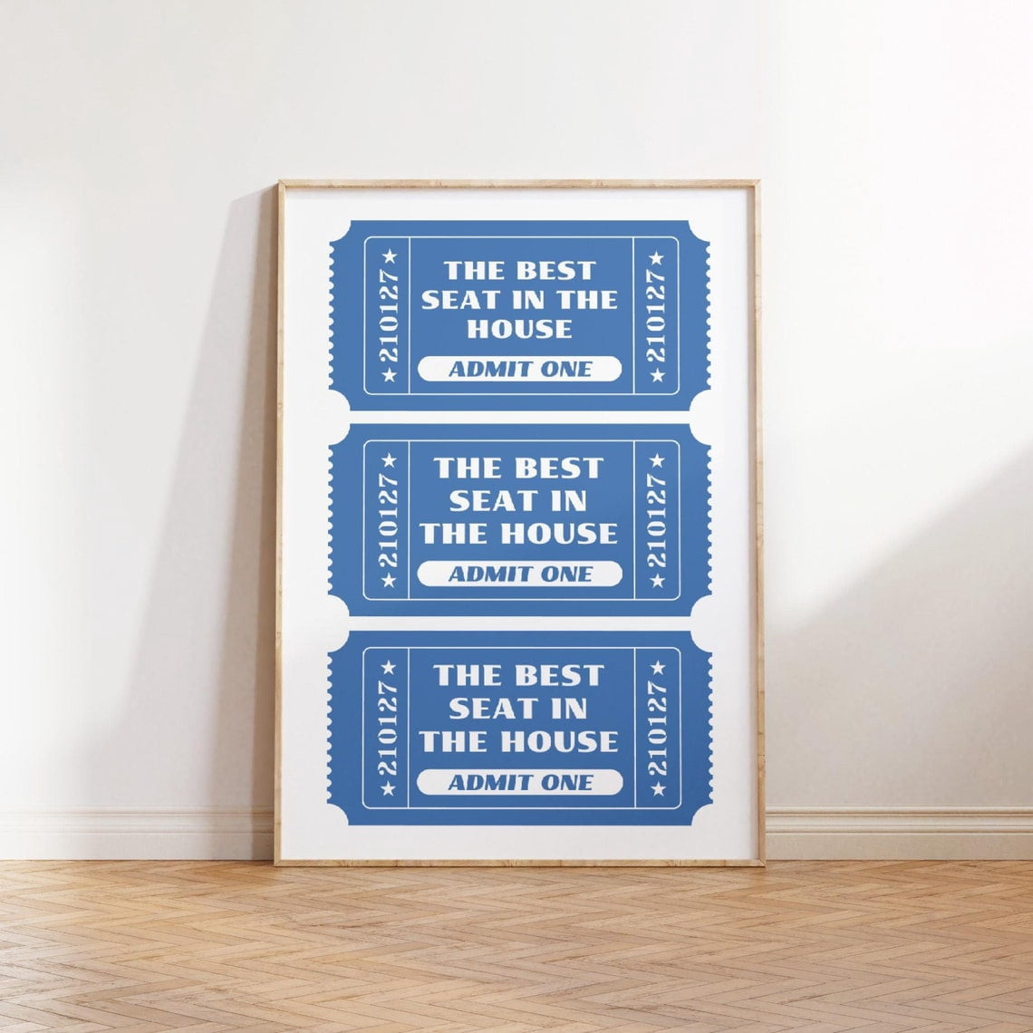 Blue Ticket Minimal Bathroom Wall Art, Unframed Paper Print Size 24x36 ...
