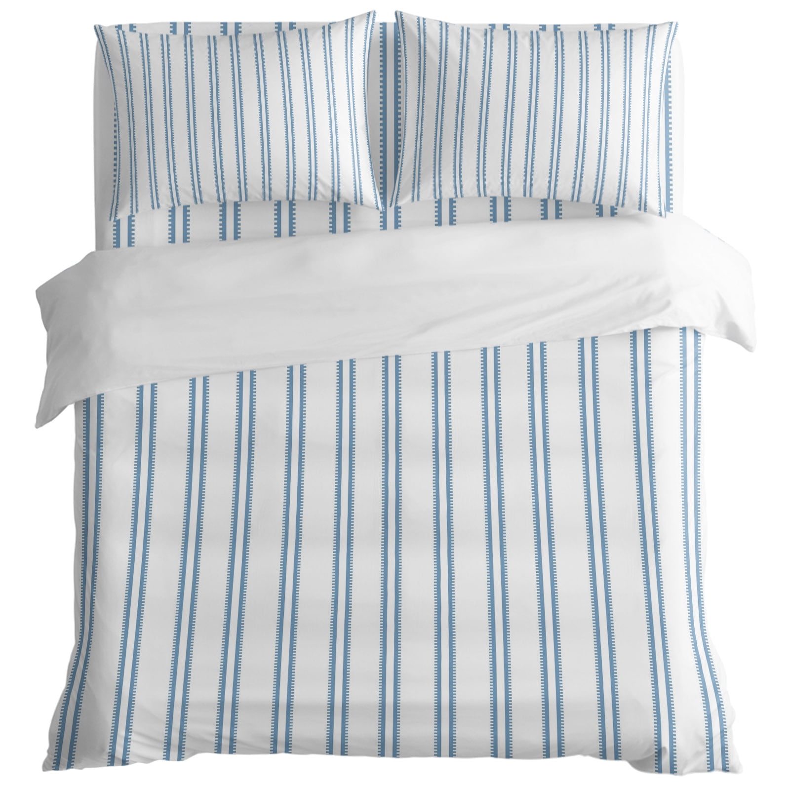 Blue Ticking Stripe Duvet Cover Set Queen Size, Modern Minimalist ...