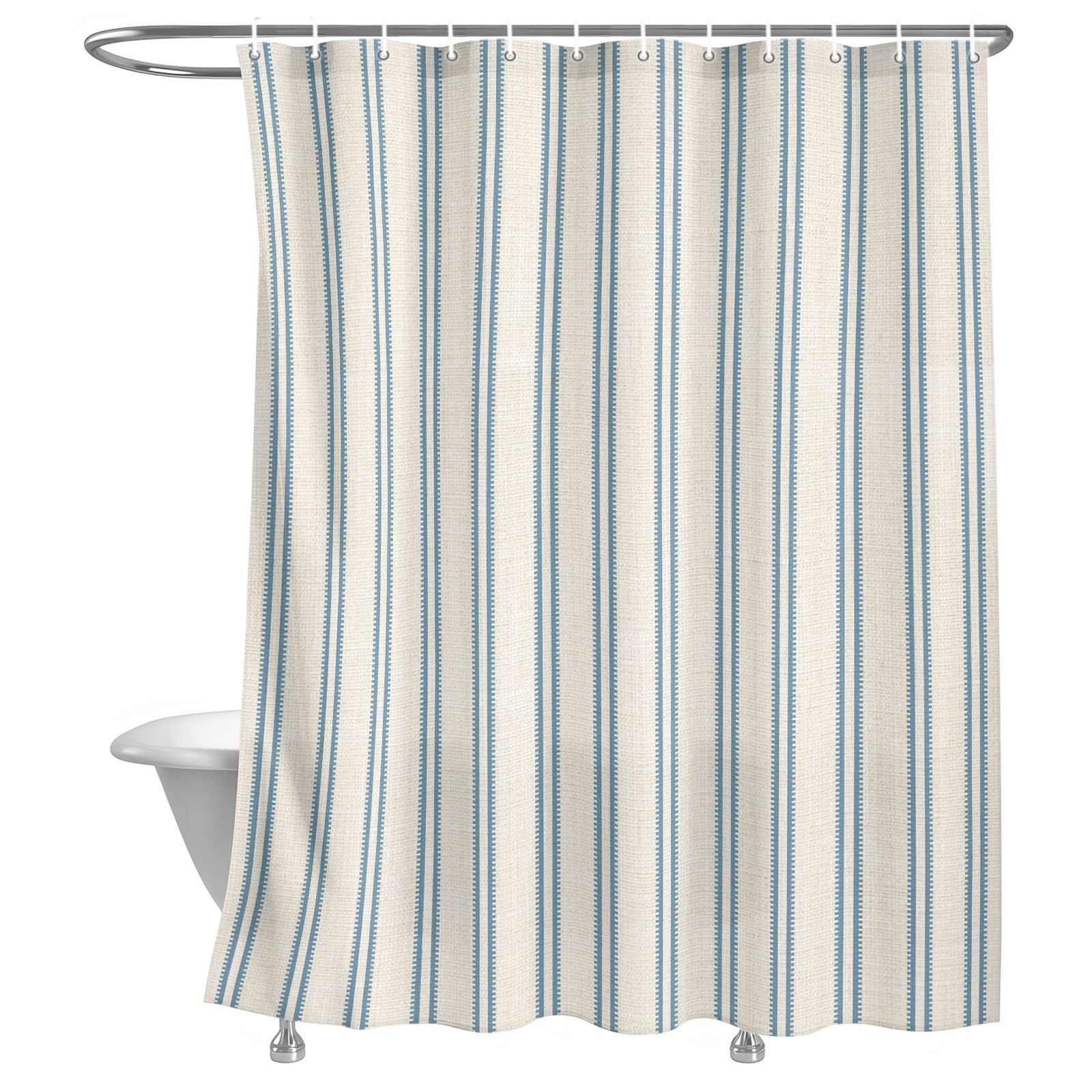 Blue Ticking Stripe Shower Curtain, Modern Minimalist Vertical Lines ...