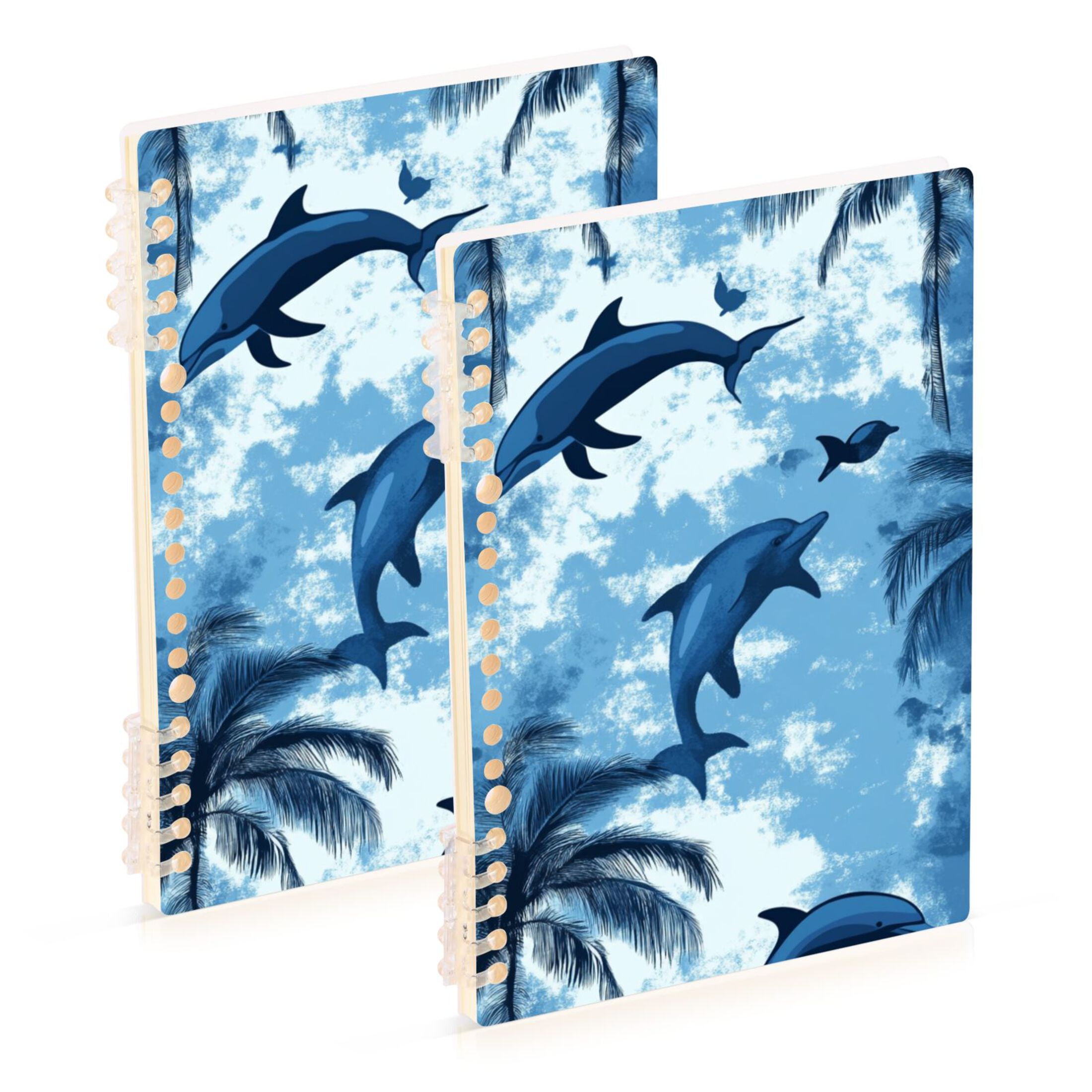 Blue Tie Dye Dolphins Trees Notebook Detachable Coil Notebook Diary A5 ...