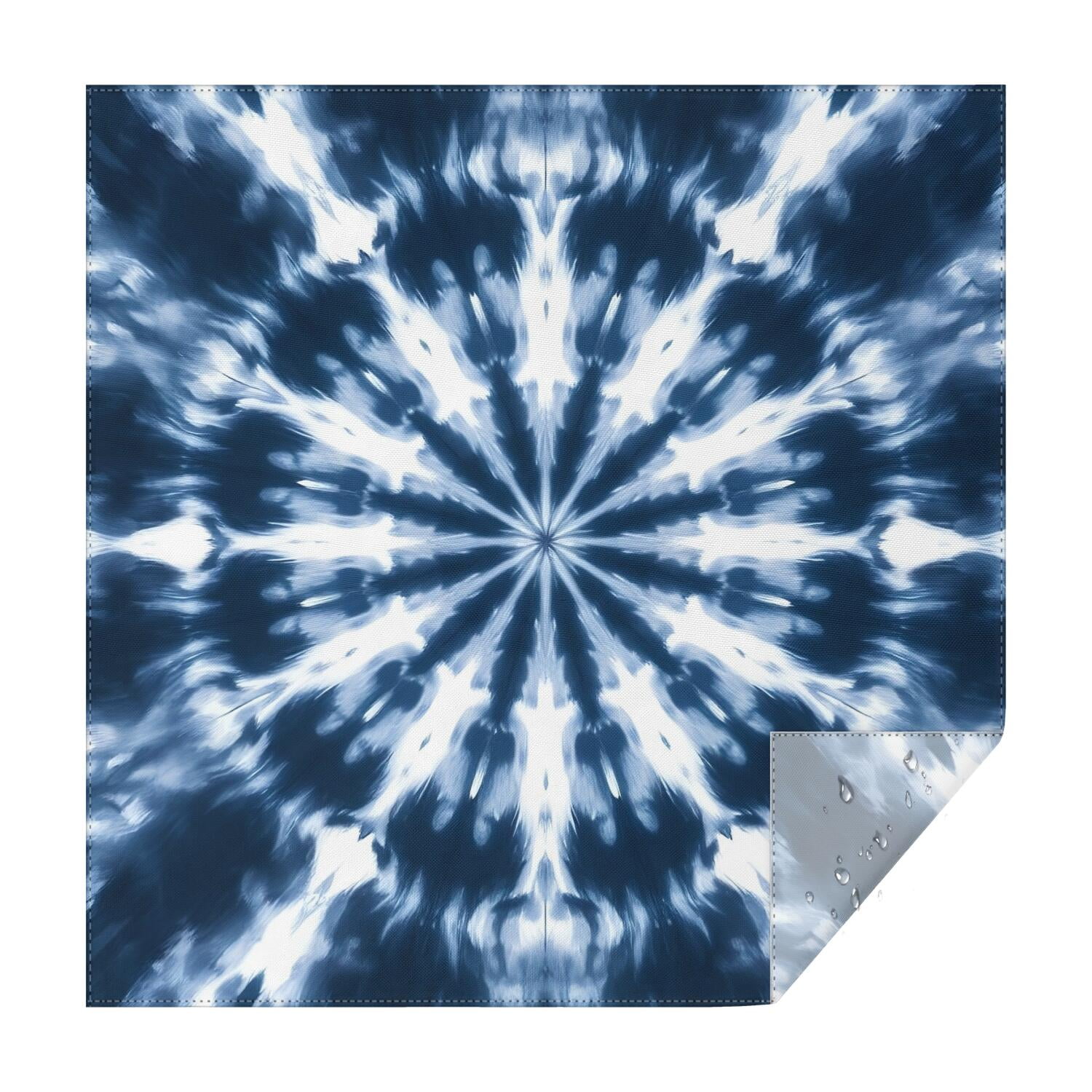 Blue Tie Dye Starburst Pattern Square Tablecloth,Waterproof Square ...