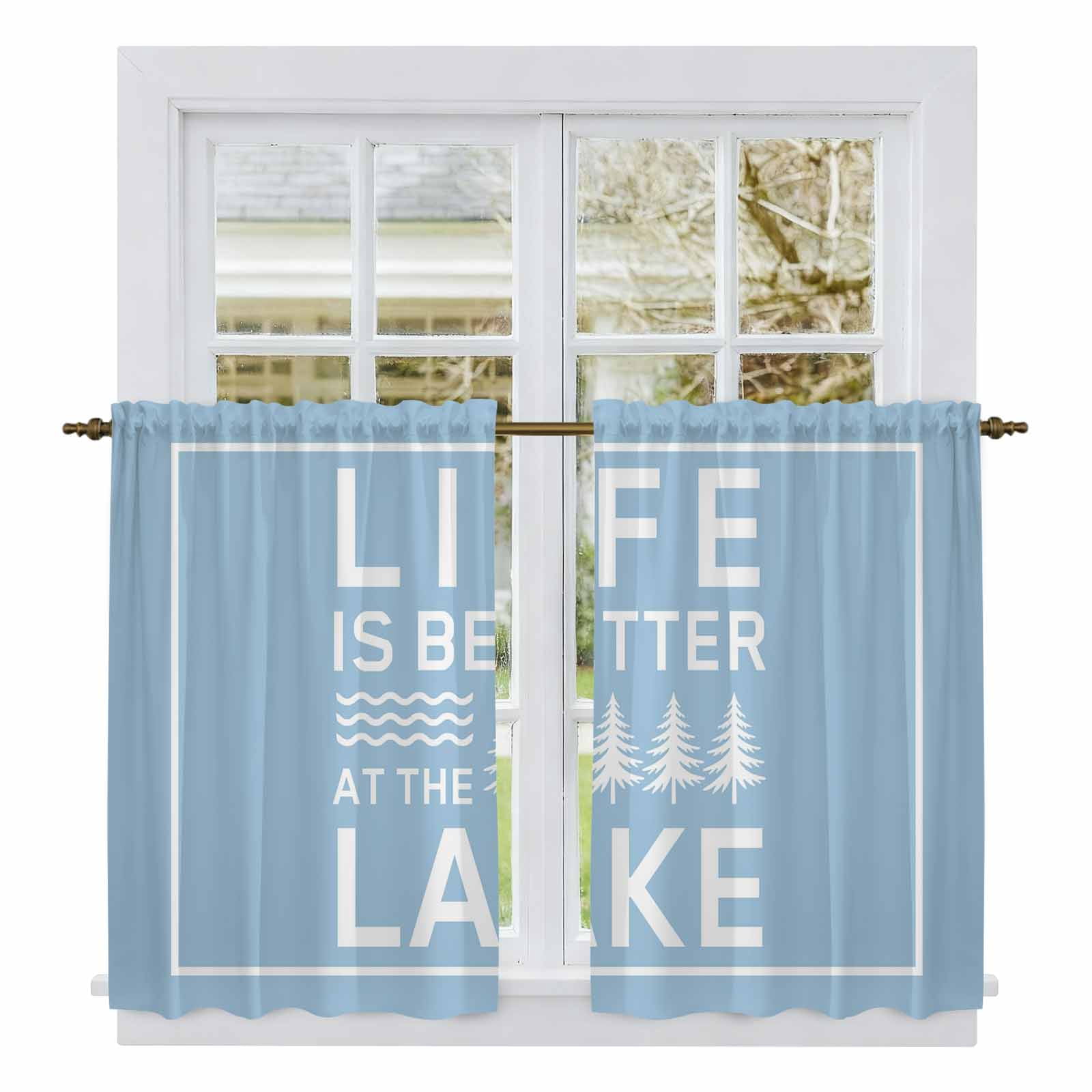 Blue Tier Curtains, Mountain Forest Tree Life Is Better at The Lake ...