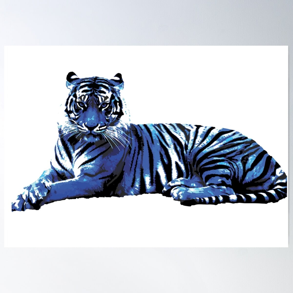 Blue Tiger Art Poster Wall Art Modern Wall Decor For Living Room ...