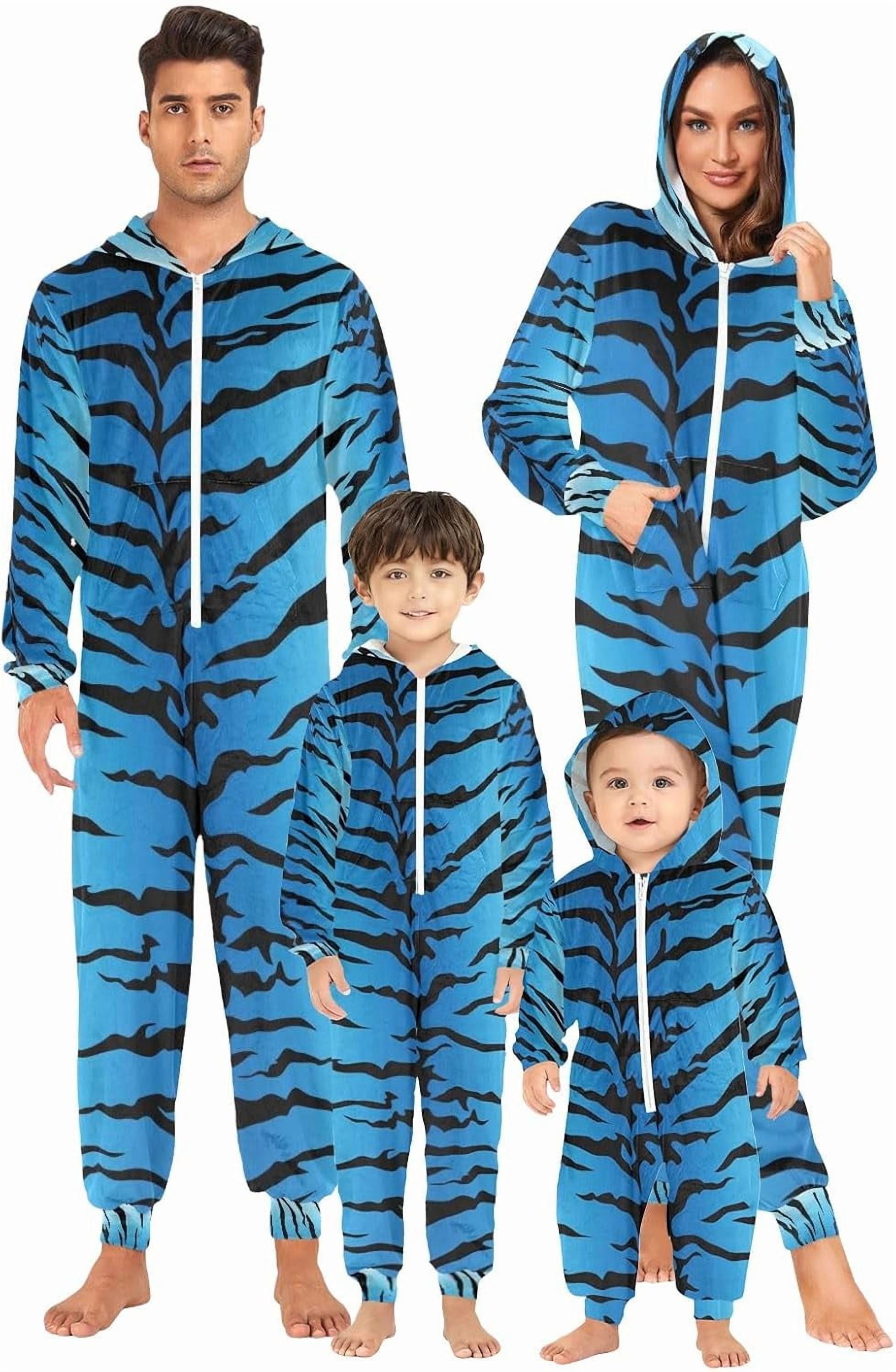 Blue Tiger Costume Pajamas Onesiz Adult Christmas Pajamas for Women Men ...