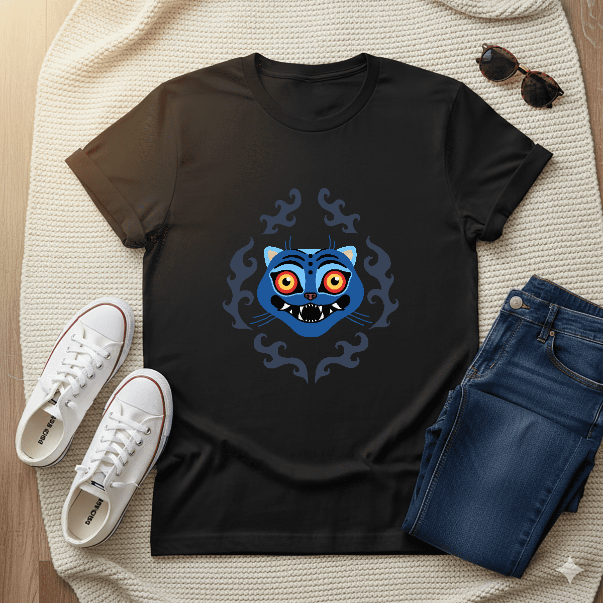 Blue Tiger Graphic Art Kpop Inspired Street Style Unisex T-Shirt V11016 ...