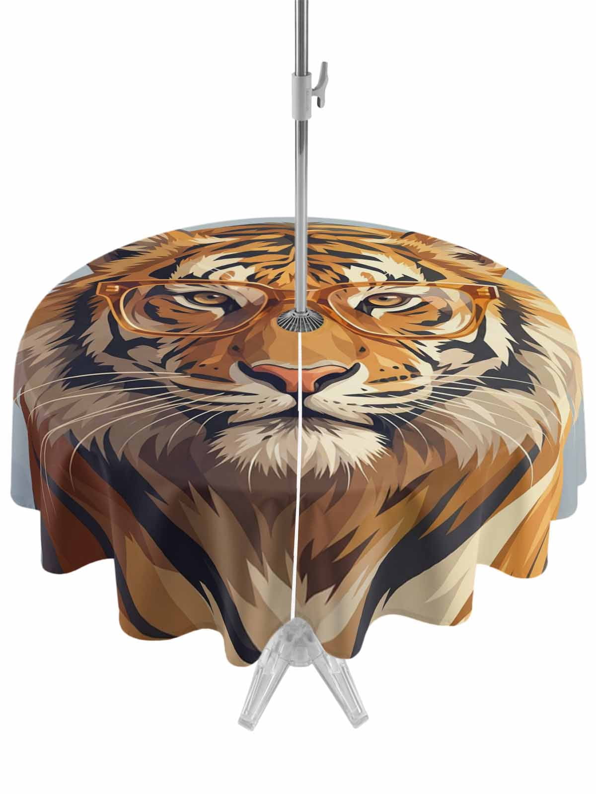 Blue Tiger Outdoor Tablecloth - 60 Inch Round Dining Table Cover, Funny ...