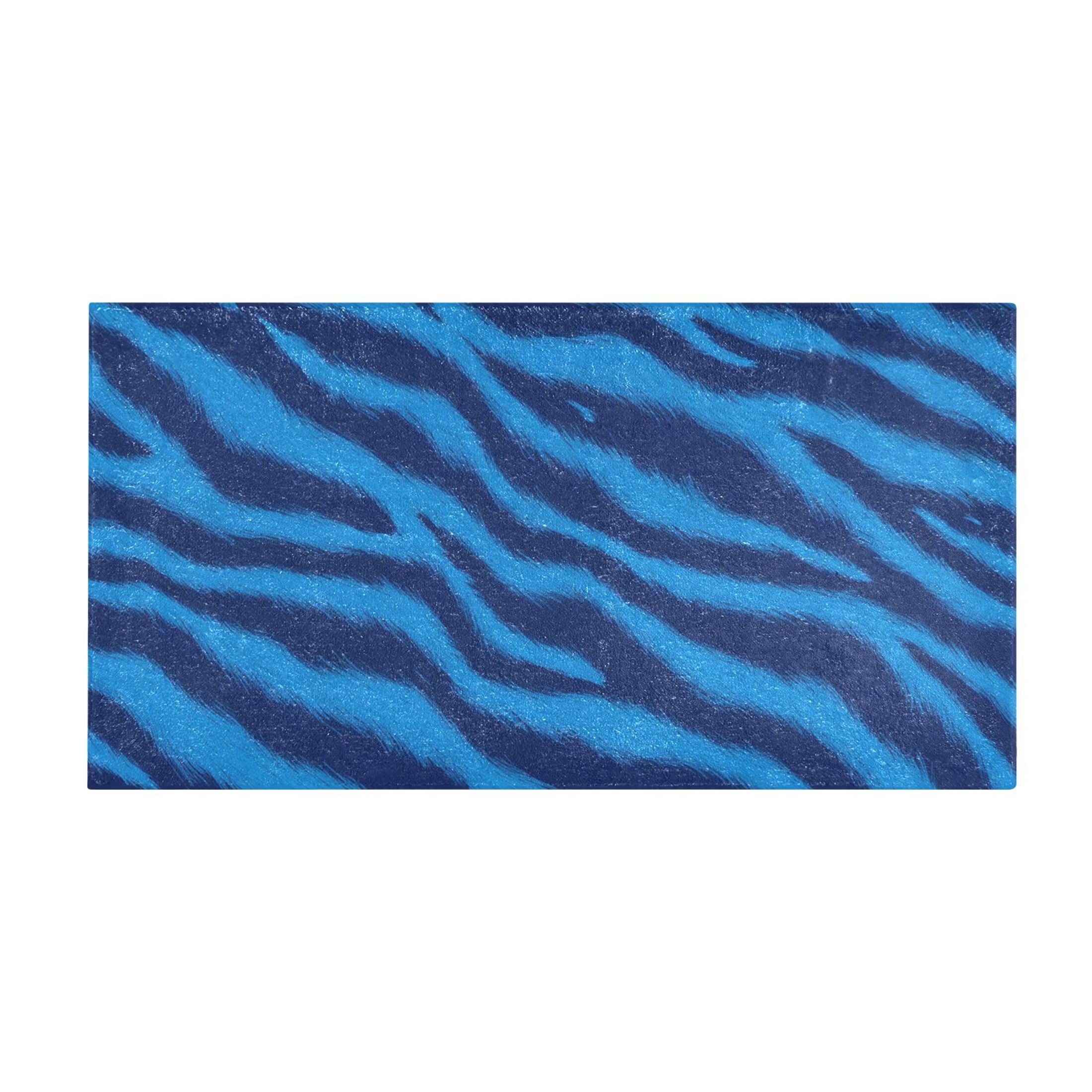 Blue Tiger Pattern Bath Mat 39x20 Inch Soft Absorbent Non-Slip Plush ...