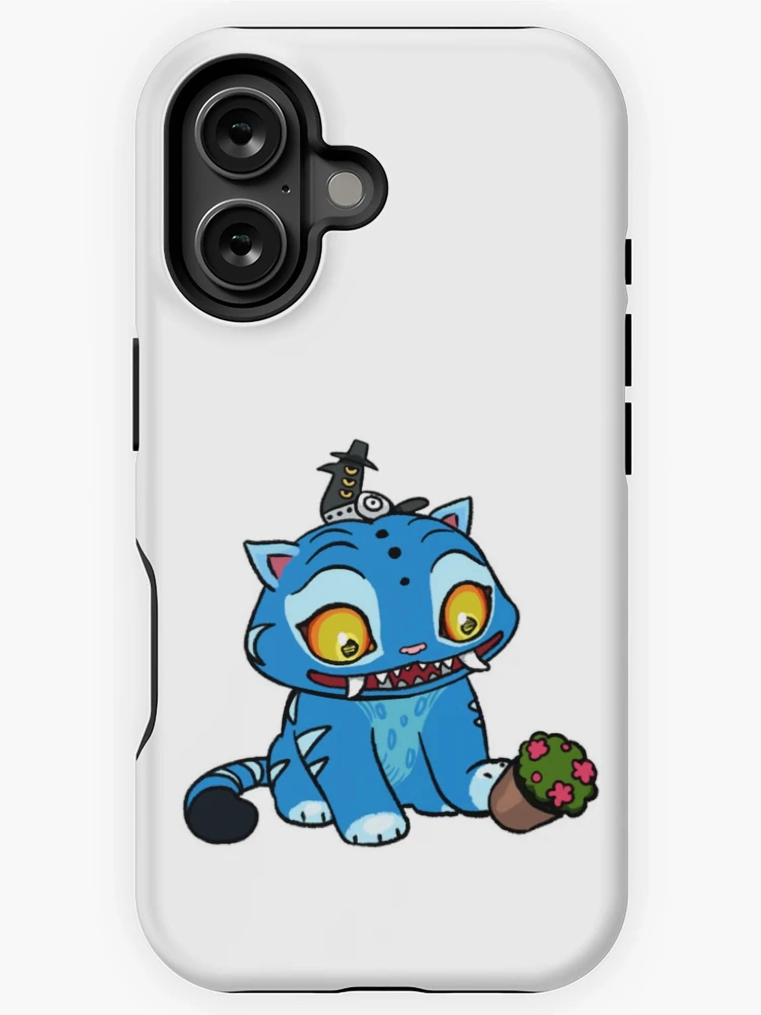 Blue Tiger Playing with Pot Cute Cartoon Animal Phone Case for 16/15/14 ...