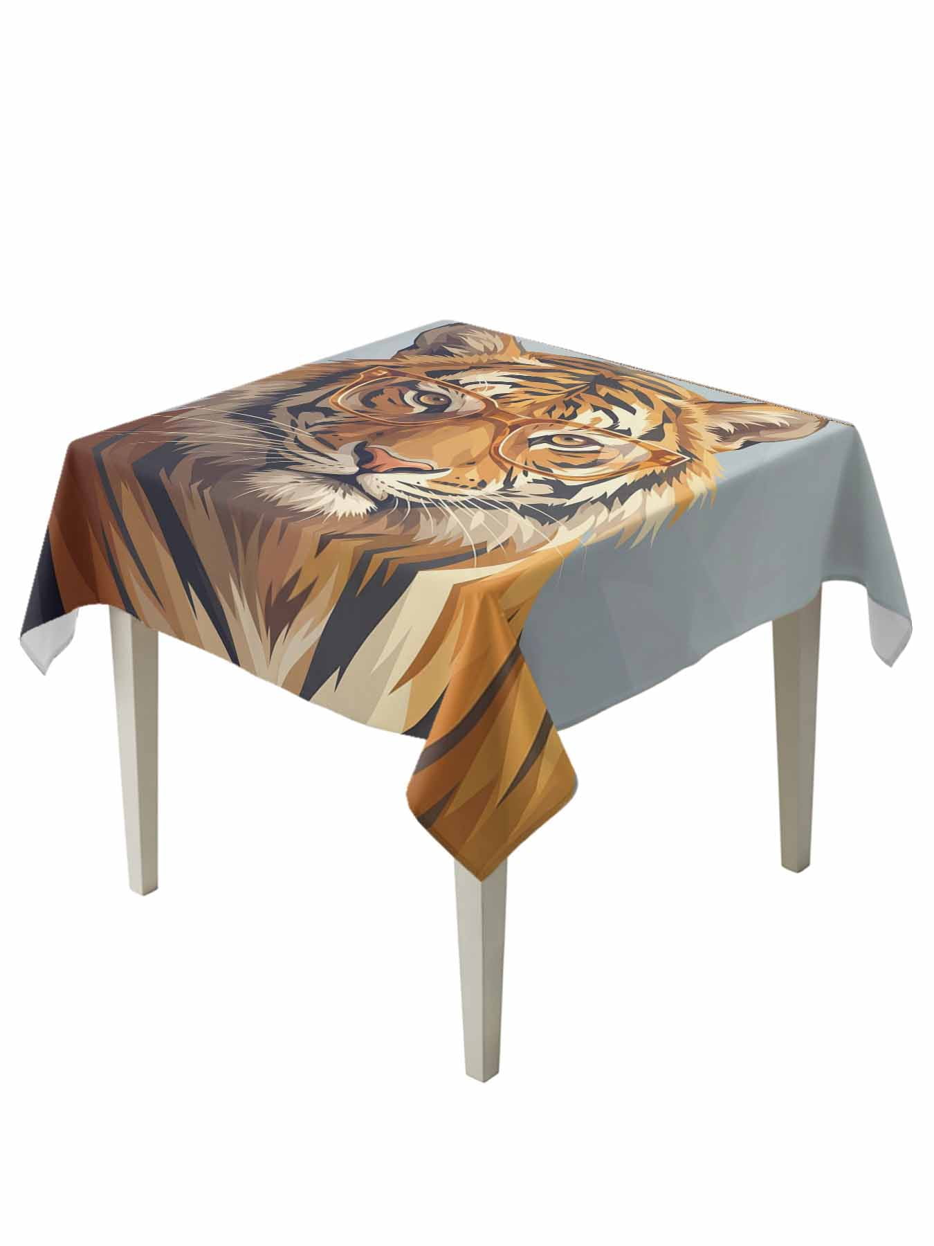 Blue Tiger Table Cloth, Waterproof Tablecloth for Square Tables, Funny ...