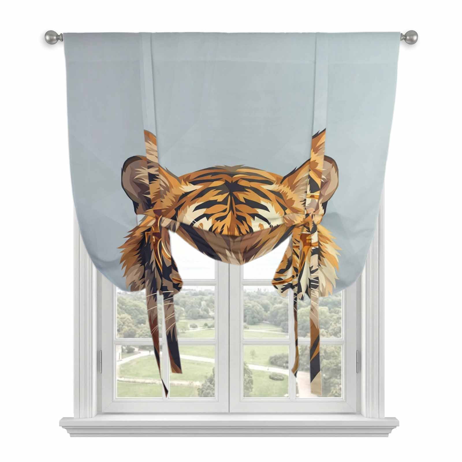 Blue Tiger Tie Up Curtains for Windows, Adjustable Balloon Window ...