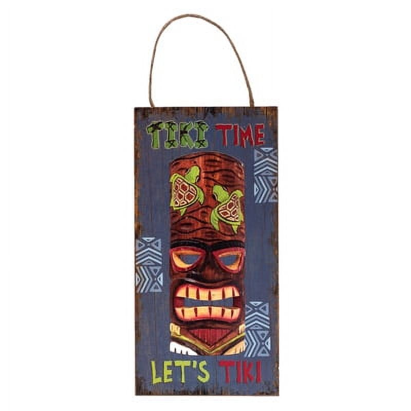 Blue Tiki Time Hanging Tiki Mask Sign - Summer Tropical Tiki Bar Hawaii ...