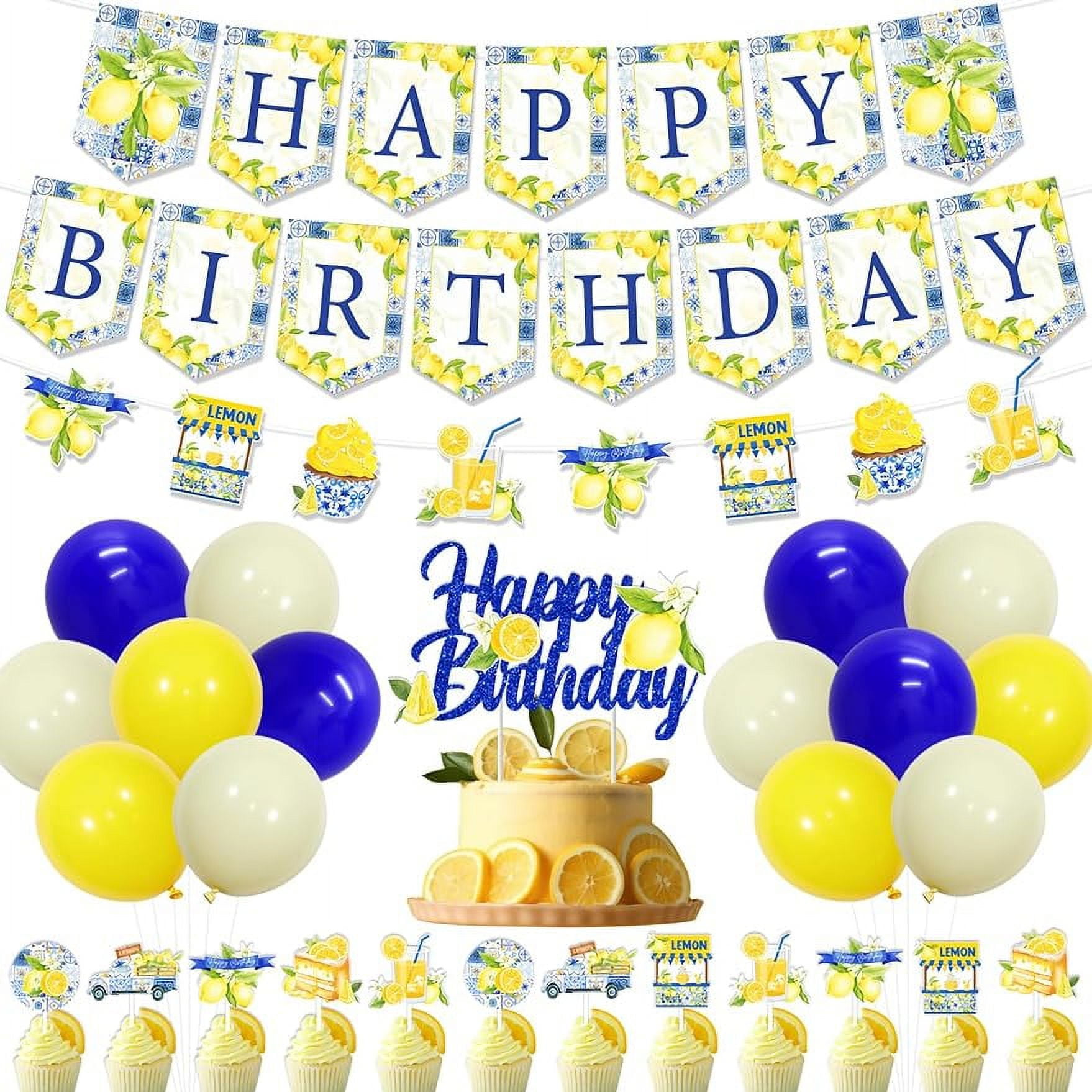 Blue Tile and Lemon Birthday Decorations - Lemon Blue Birthday Party ...