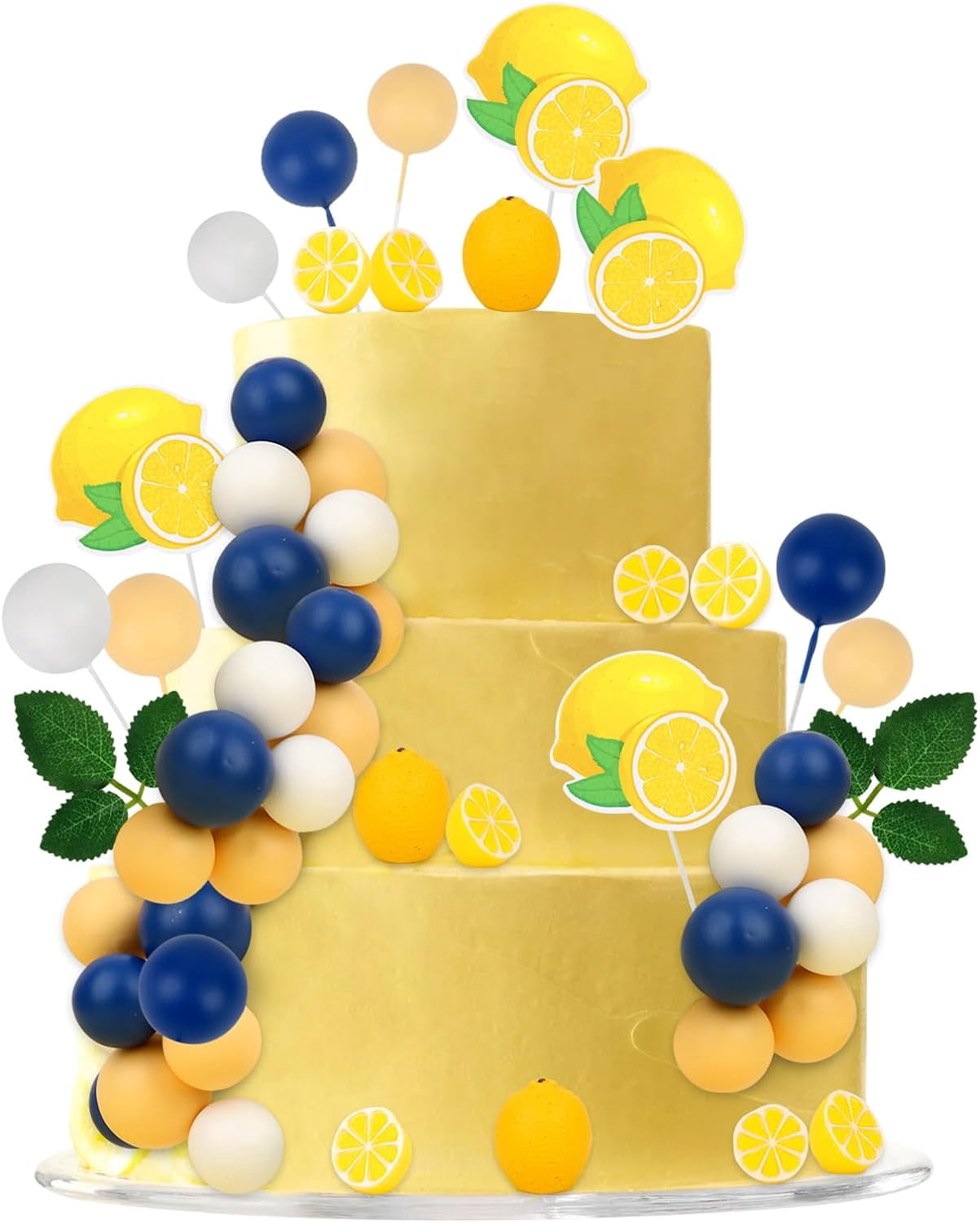 Blue Tile Lemon Cake Decorations - Fruit Leaves Cake Cupcake Figures ...