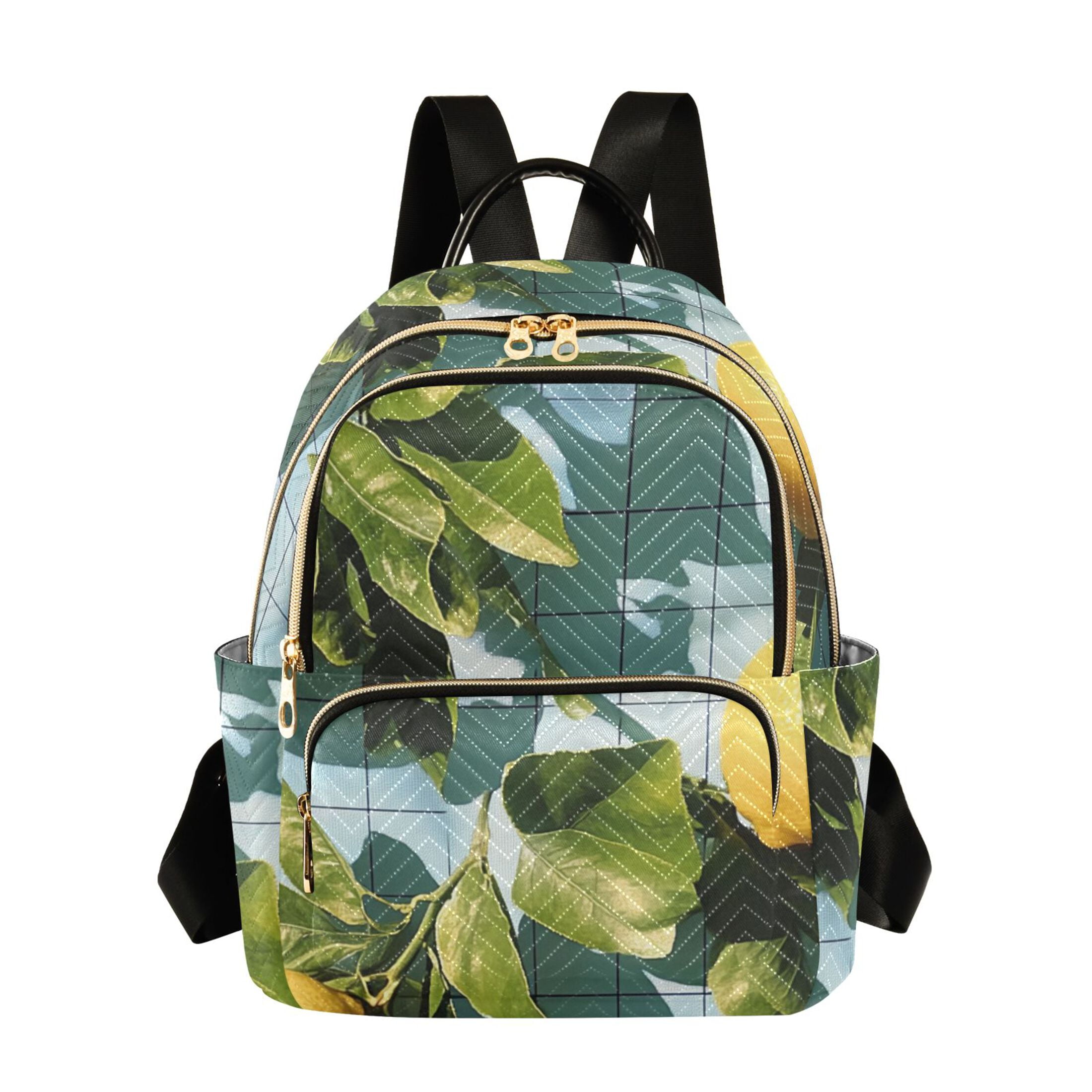 Blue Tile Lemons Sunshine Quilted Backpack Fashion Daypack Commuter Bag ...