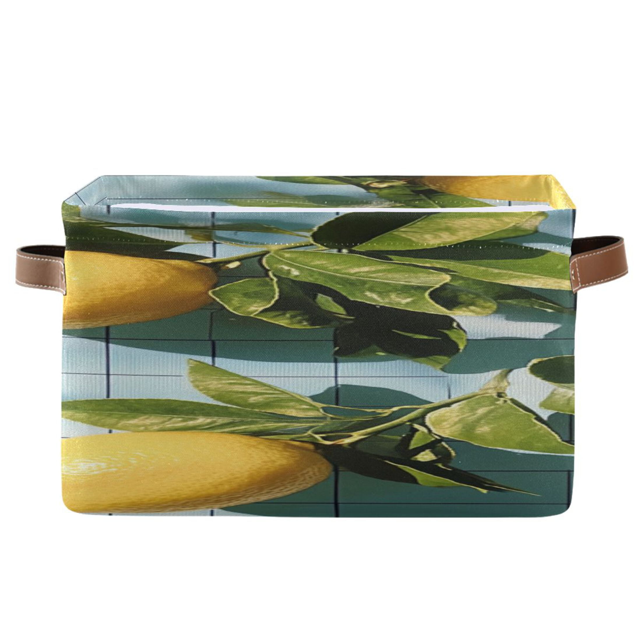 Blue Tile Lemons Sunshine Square Storage Bins with Handles Collapsible ...