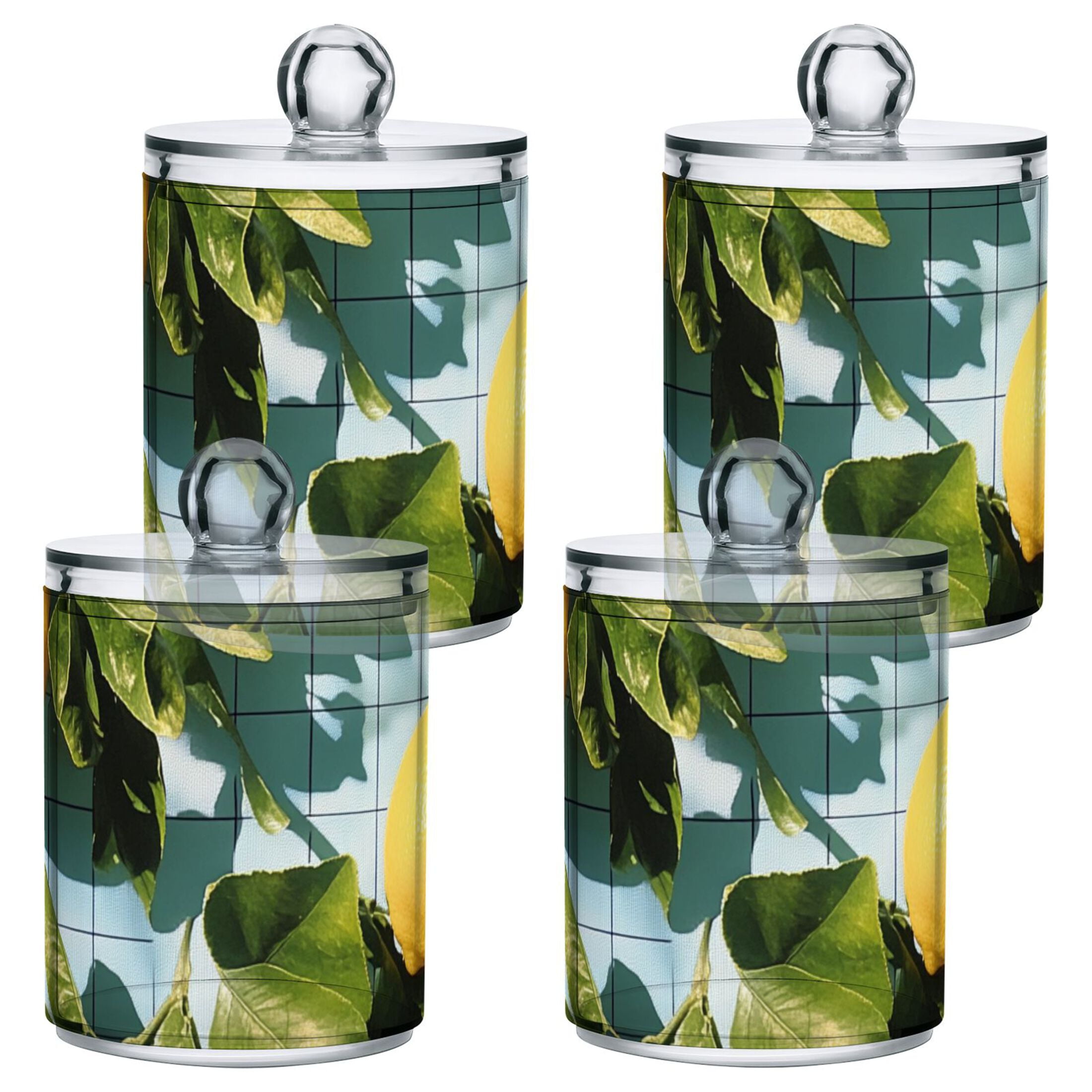 Blue Tile Lemons Sunshine Translucent Plastic Cans Storage Canisters ...