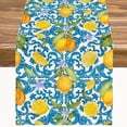 Blue Tiles Lemon Table Runner Summer Fruit Chic Kitchen Dinner Runner ...