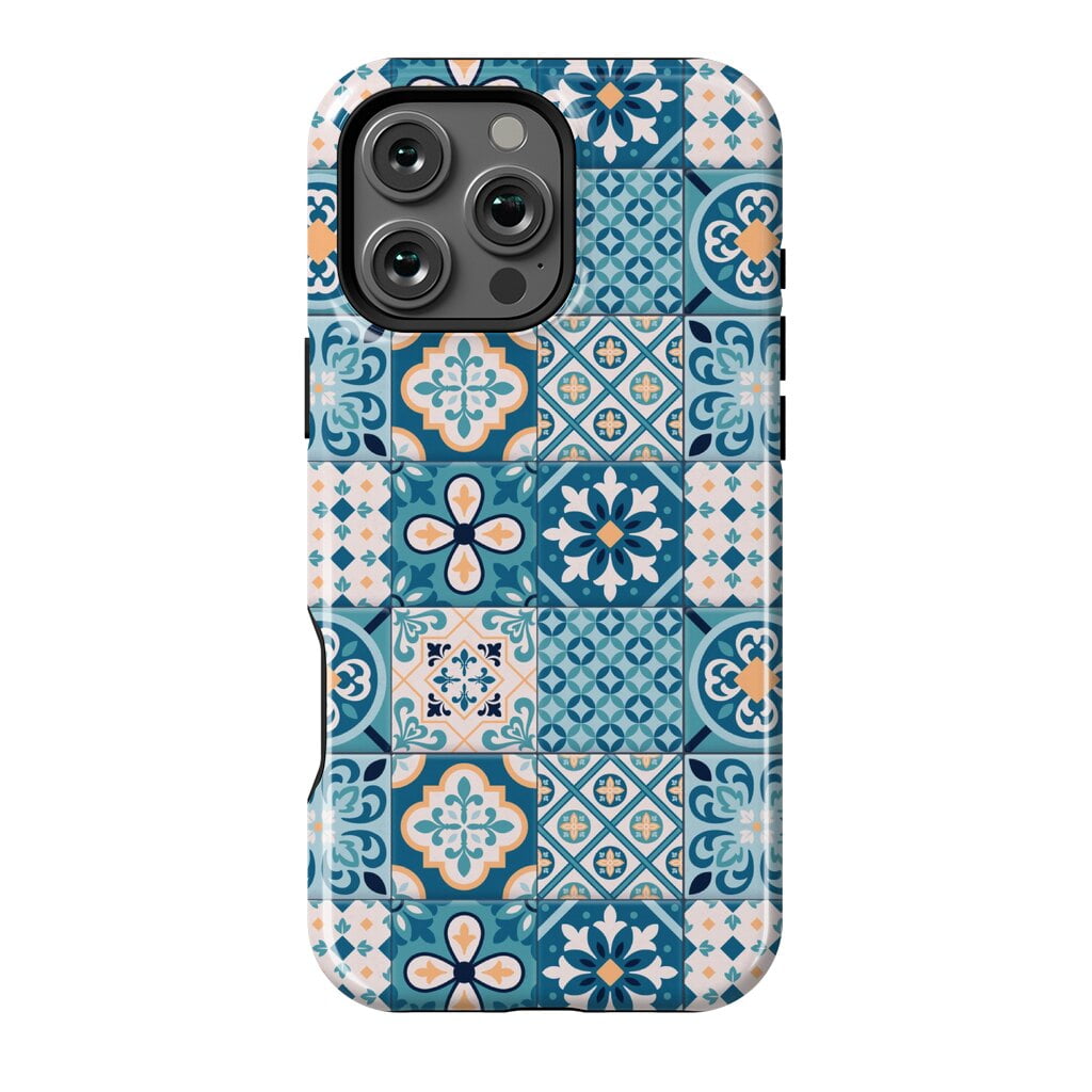 Blue Tiles Pattern for iPhone 11 to 17 Pro Max Compatible Phone Case ...