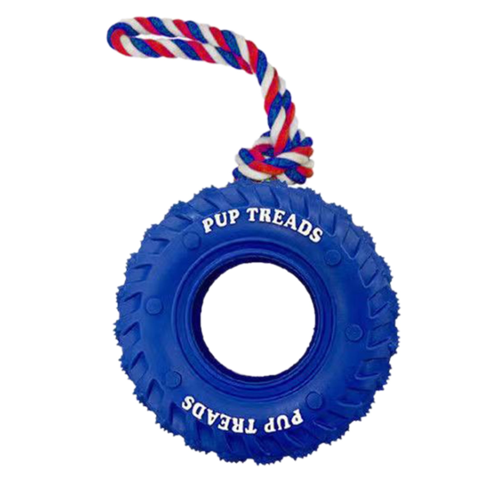 Blue Tire Dog Toy with Rope, Tough Rubber Chew Toy for Pulling 1 Piece ...