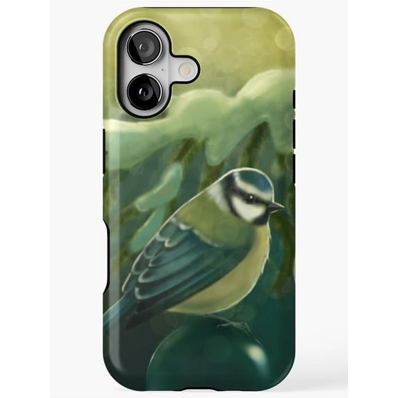 Blue Tit Bird Illustration Art Phone Case for iPhone 11 12 13 14 15 16 ...
