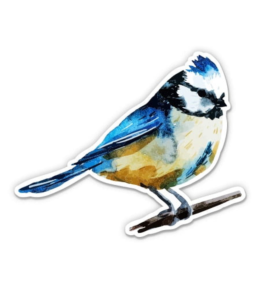 Blue Tit Chickadee Beautiful Bird Painted - 3" Vinyl Sticker - For Car ...