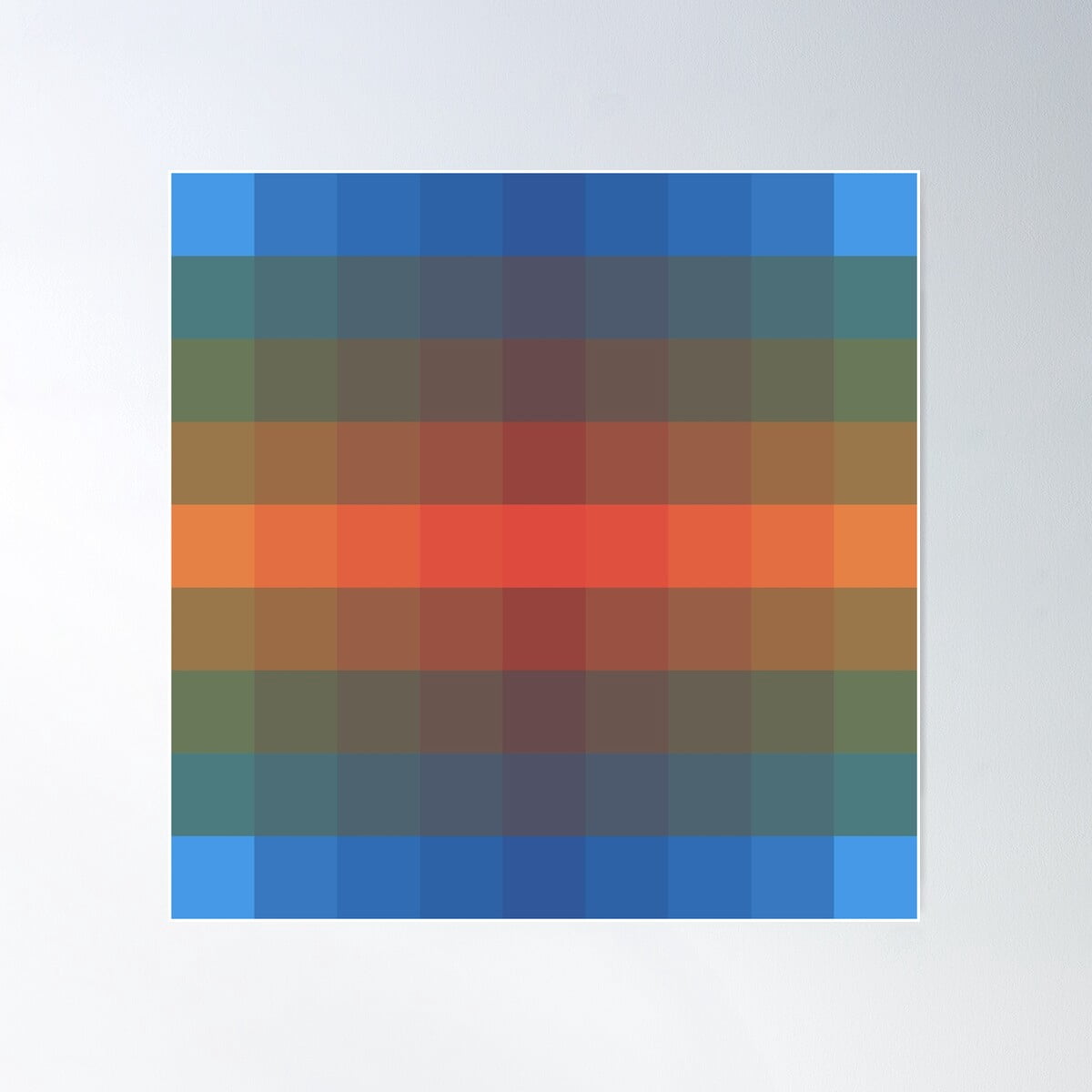 Blue To Red Squares Pattern Poster Wall Art, Modern Wall Decor For ...