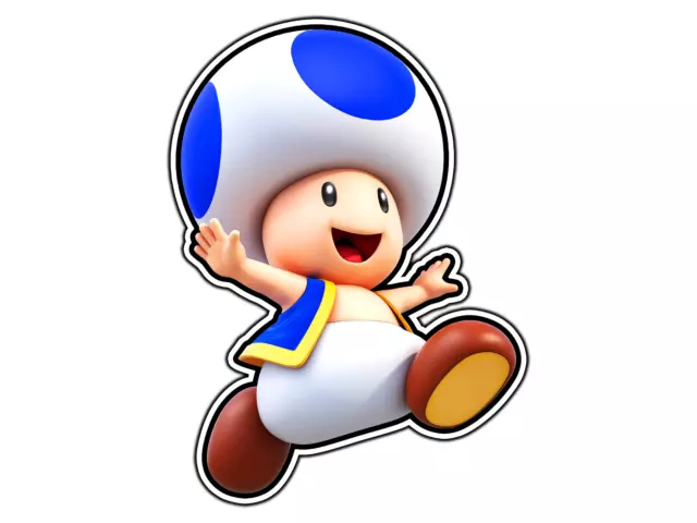 Blue Toad Mario Waterproof Sticker Phone Decal Water Bottle Stickers ...