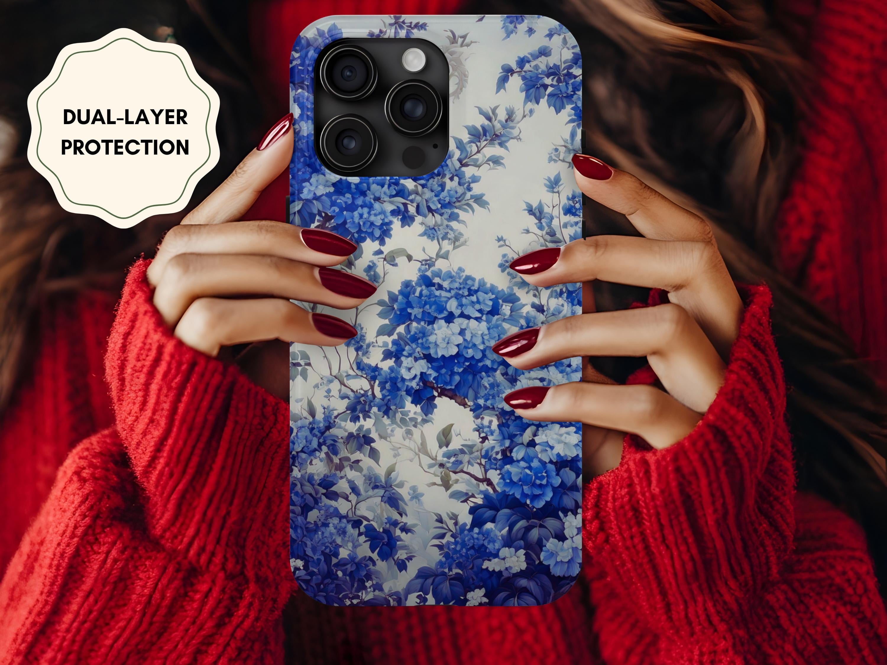 Blue Toile De Jouy Floral Gardening Nature Lover Phone Case with iPhone ...