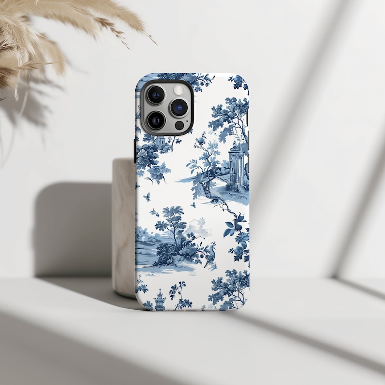 Blue Toile De Jouy Vintage French Parisian Phone Case Compatible with ...